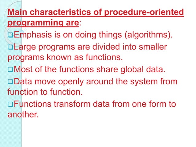 Principles of object oriented programing | PPT