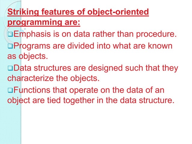 Principles of object oriented programing | PPT
