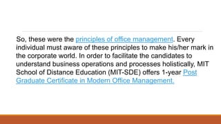 Principles of Office Management - MIT School of Distance Education | PPTX