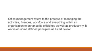 Principles of Office Management - MIT School of Distance Education | PPTX