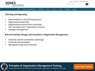Principles of Organization Management Training | PPTX