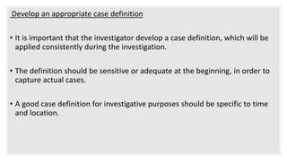 Principles of outbreak investigation | PPTX