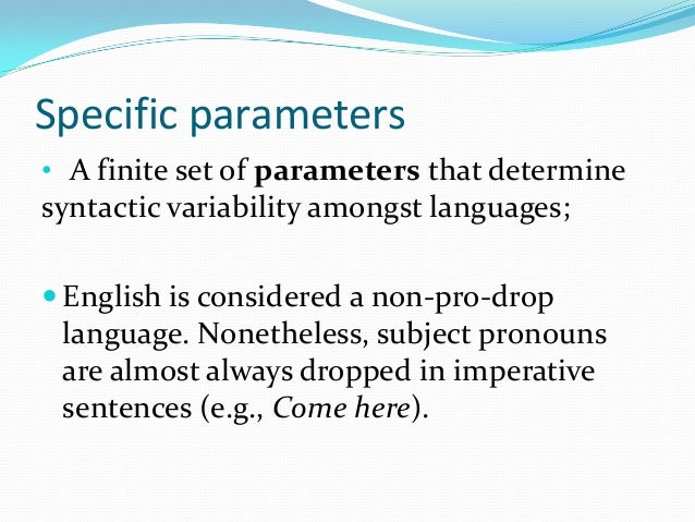 Principles of parameters