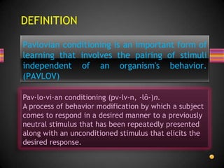 Principles of pavlovian conditioning | PPTX | Dogs | Pets