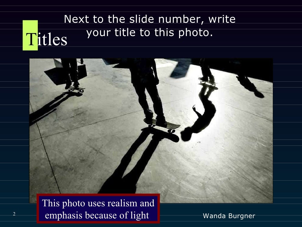 Principles of photography I