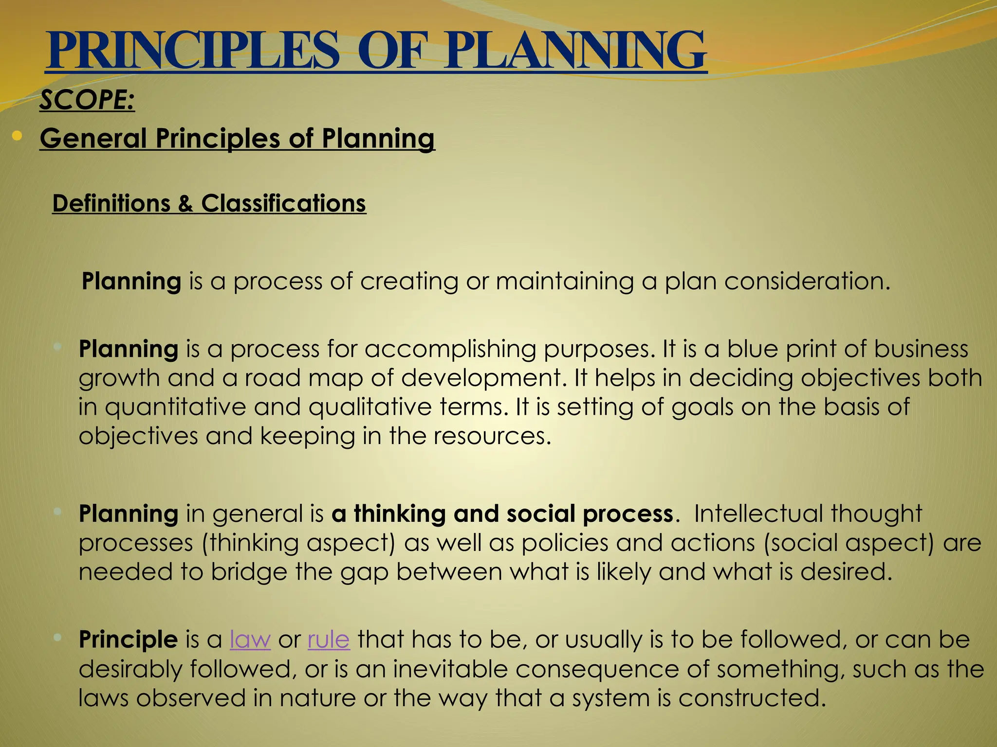 PRINCIPLES OF PLANNING - GENRRAL PRINCIPLES OF PLANNING, URBAN AND ...