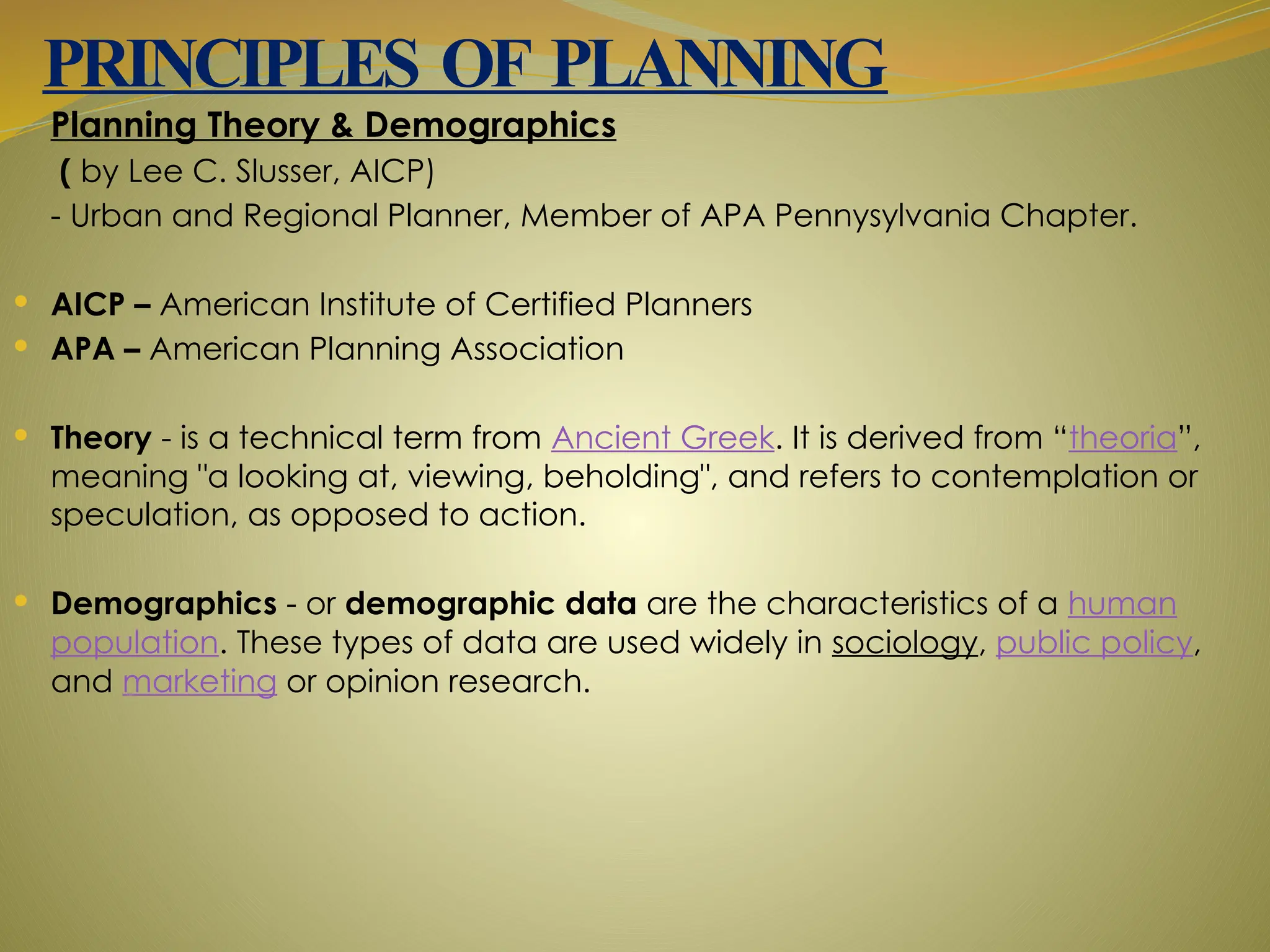 PRINCIPLES OF PLANNING - GENRRAL PRINCIPLES OF PLANNING, URBAN AND ...