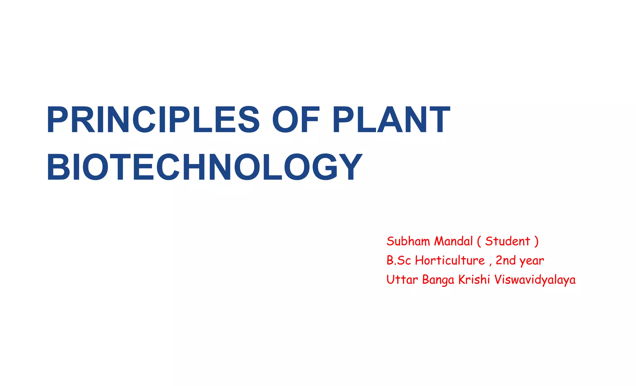 Principles of Plant Biotechnology | PDF
