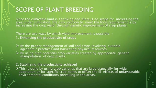 Principles of plant breeding. | PPTX | Agriculture | Industries