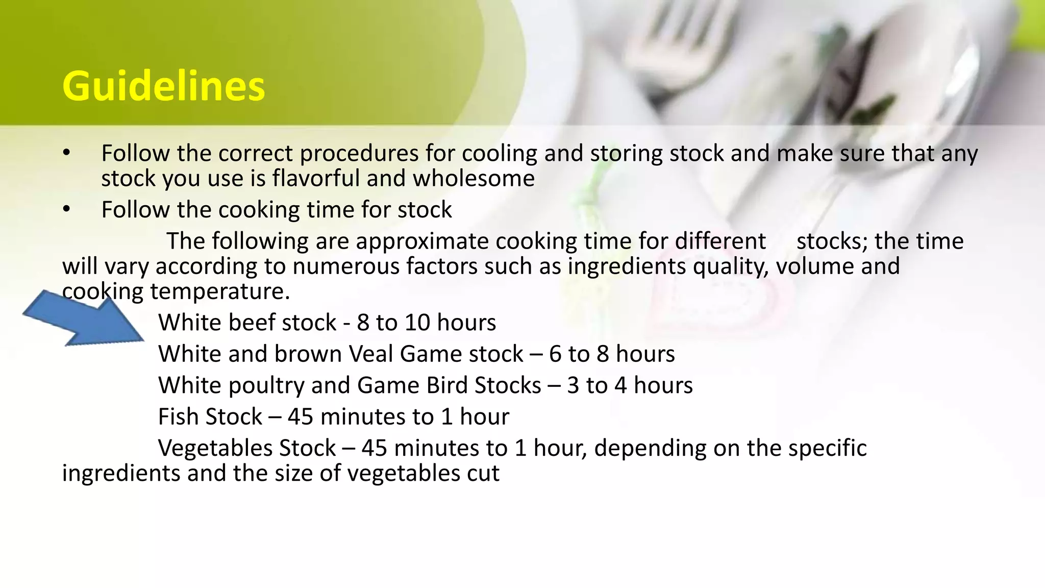 Principles of preparing stocks | PPTX