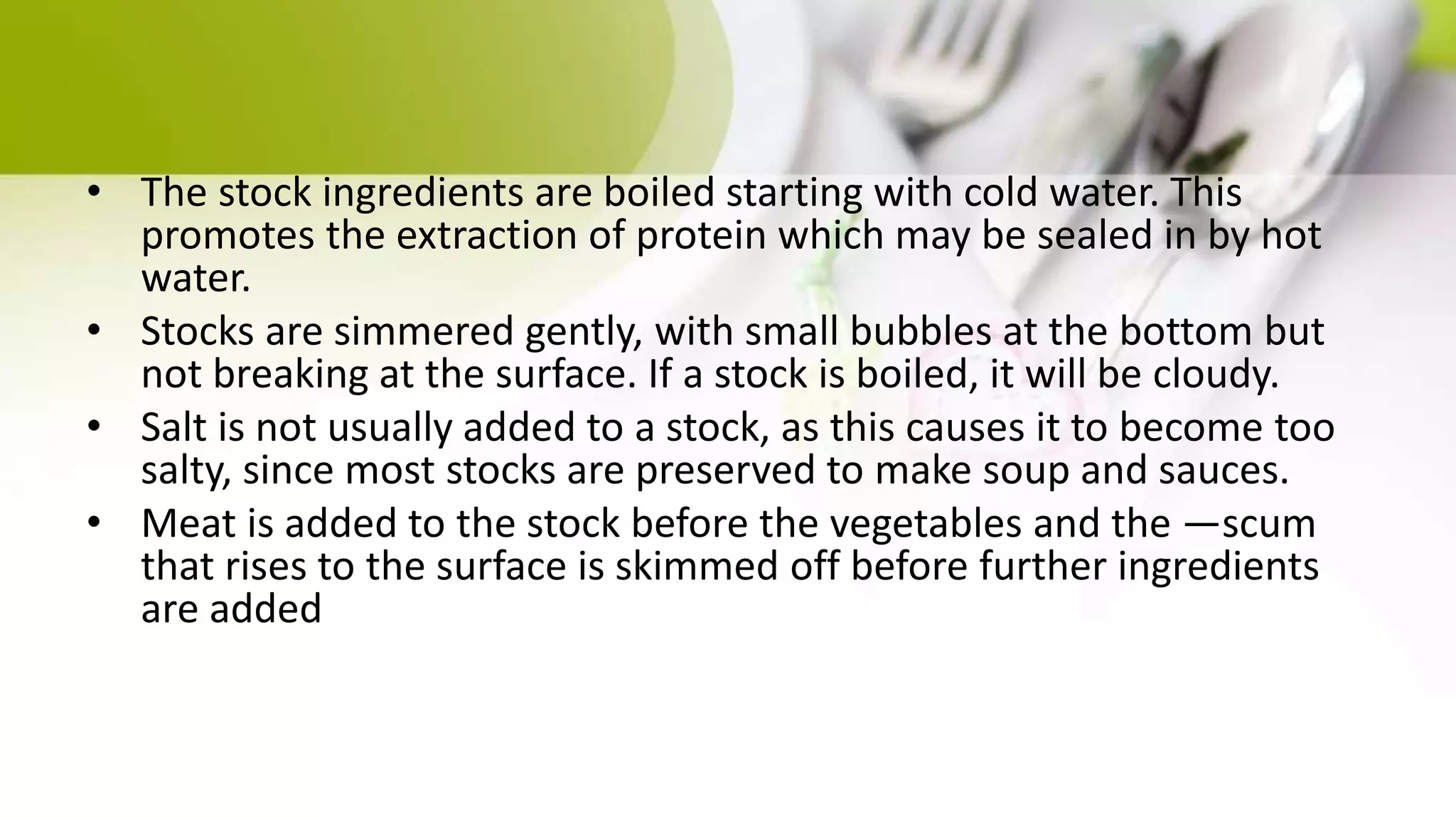 Principles of preparing stocks | PPTX