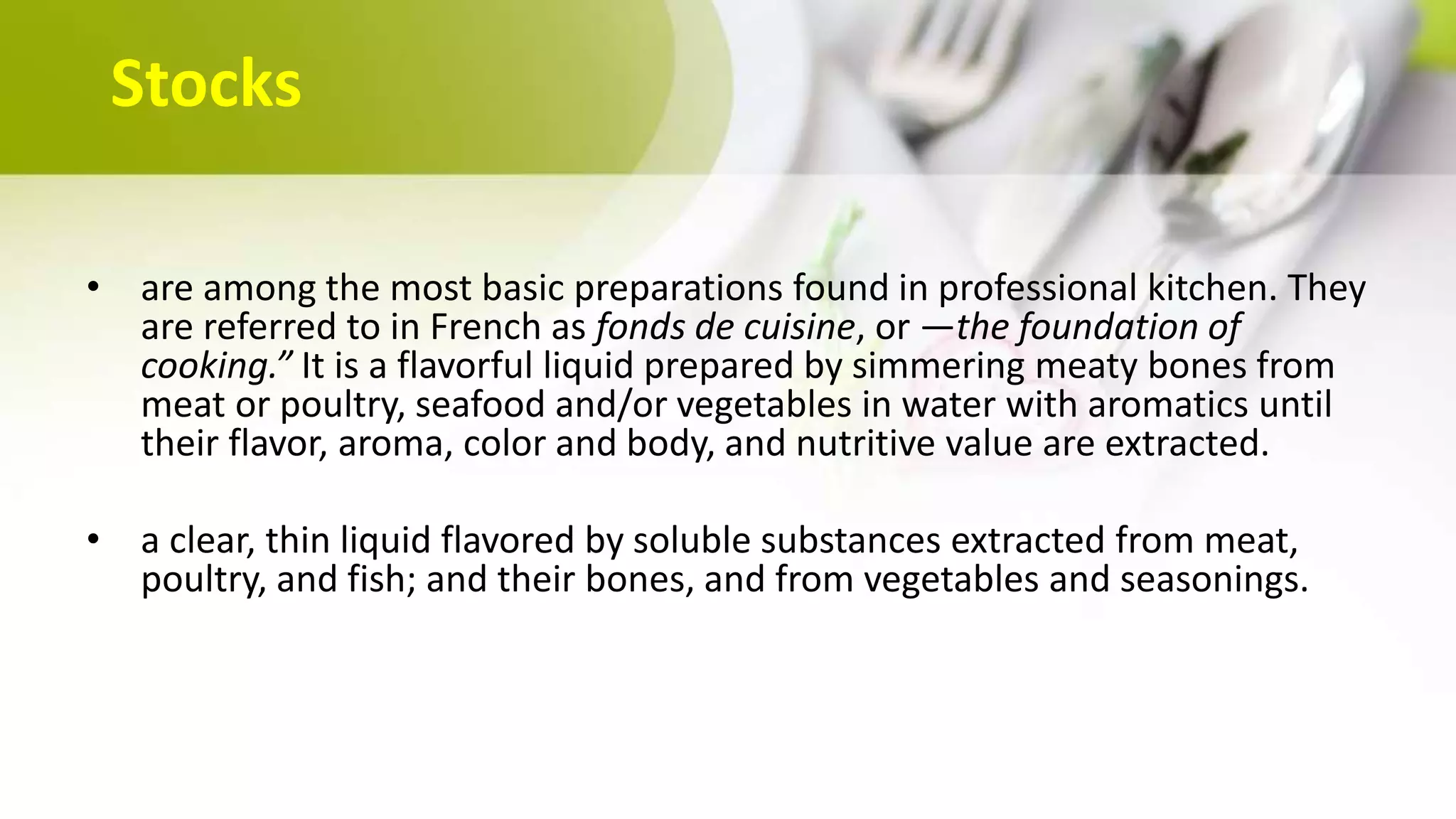 Principles of preparing stocks | PPTX