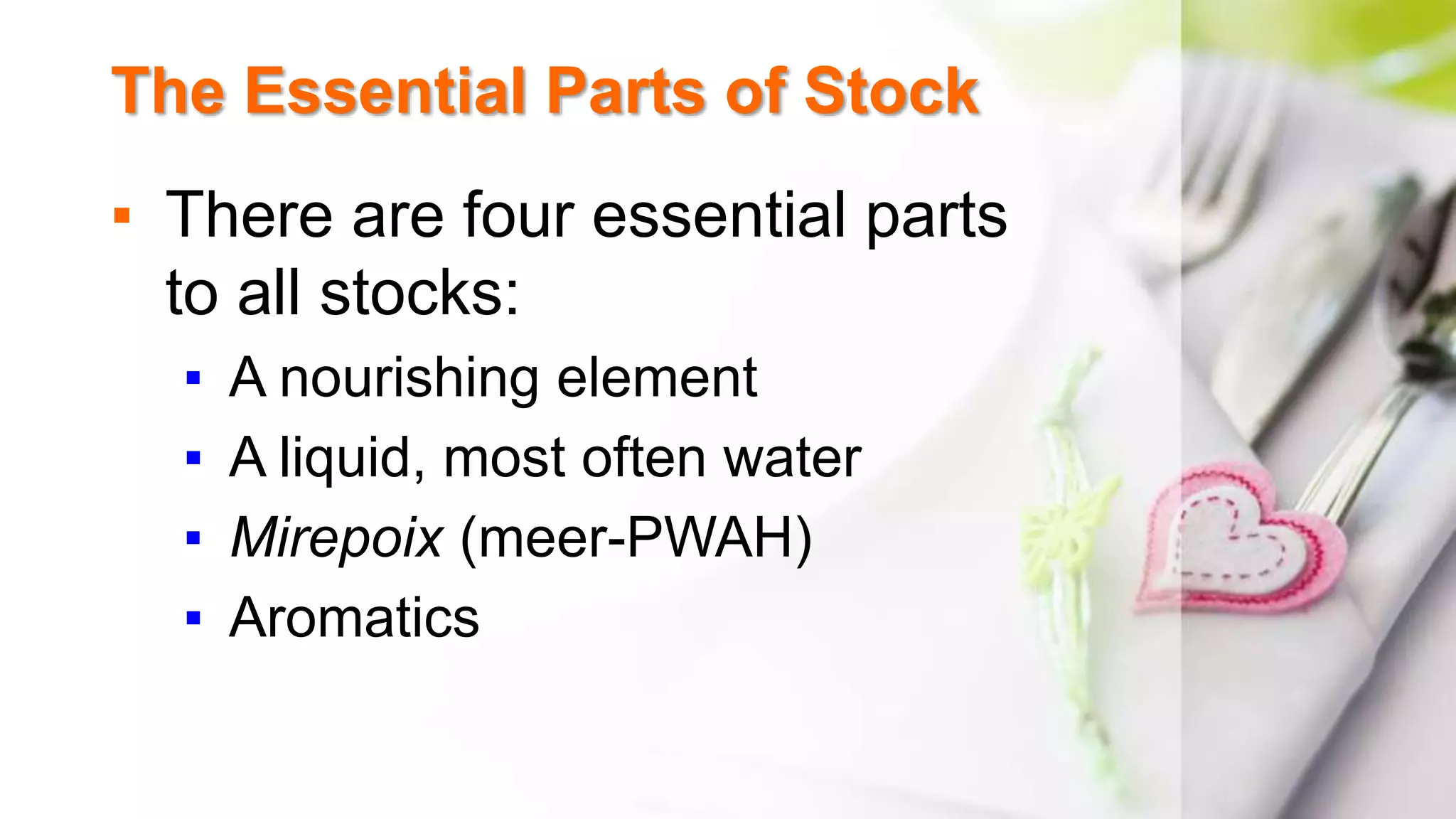 Principles of preparing stocks | PPTX