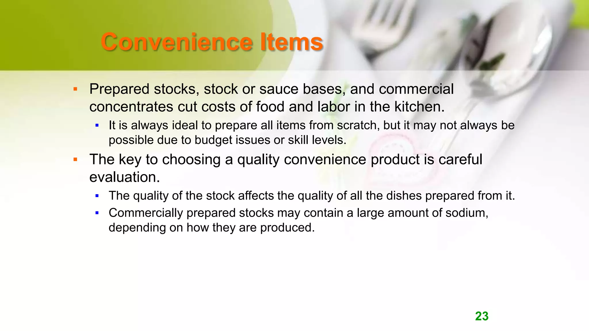 Principles of preparing stocks | PPTX