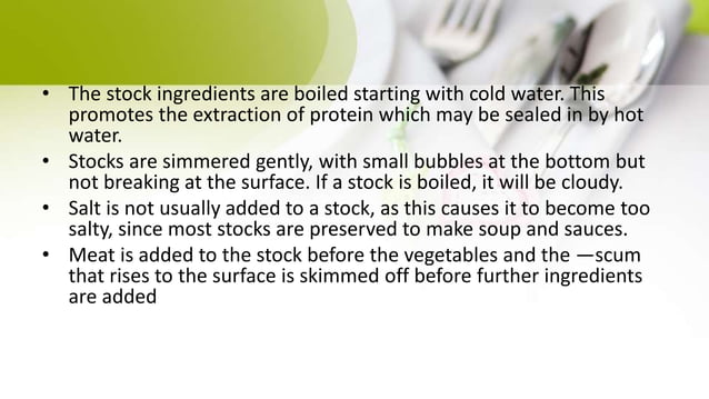 Principles of preparing stocks | PPTX