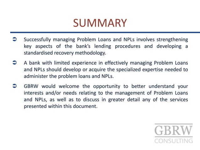 Principles of Problem Loan Management | PPTX