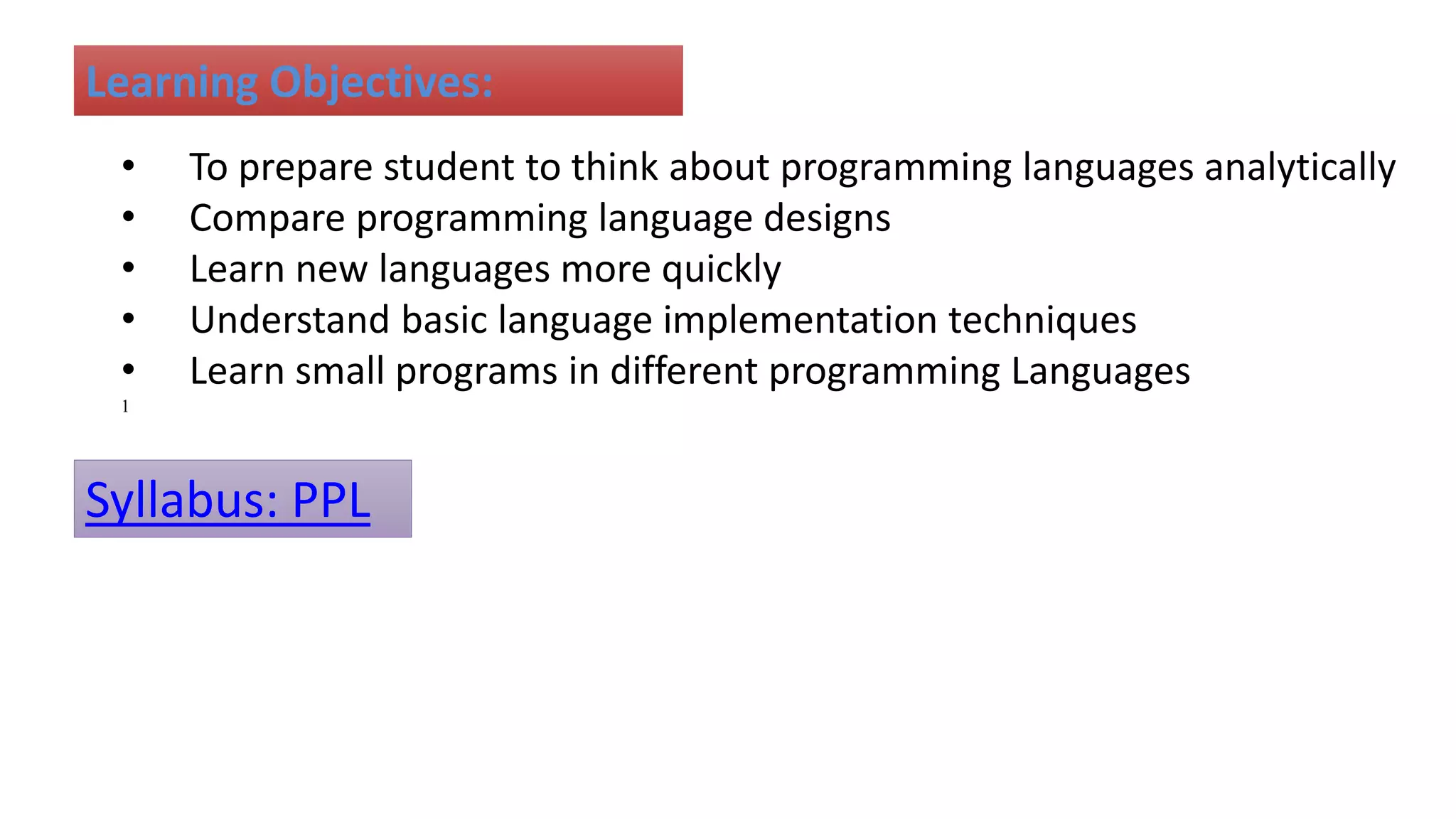 PRINCIPLES OF PROGRAMMING LANGUAGES _Chapter 1.ppt PRINCIPLES OF PROGRAMMING LANGUAGES _Chapter 1.ppt