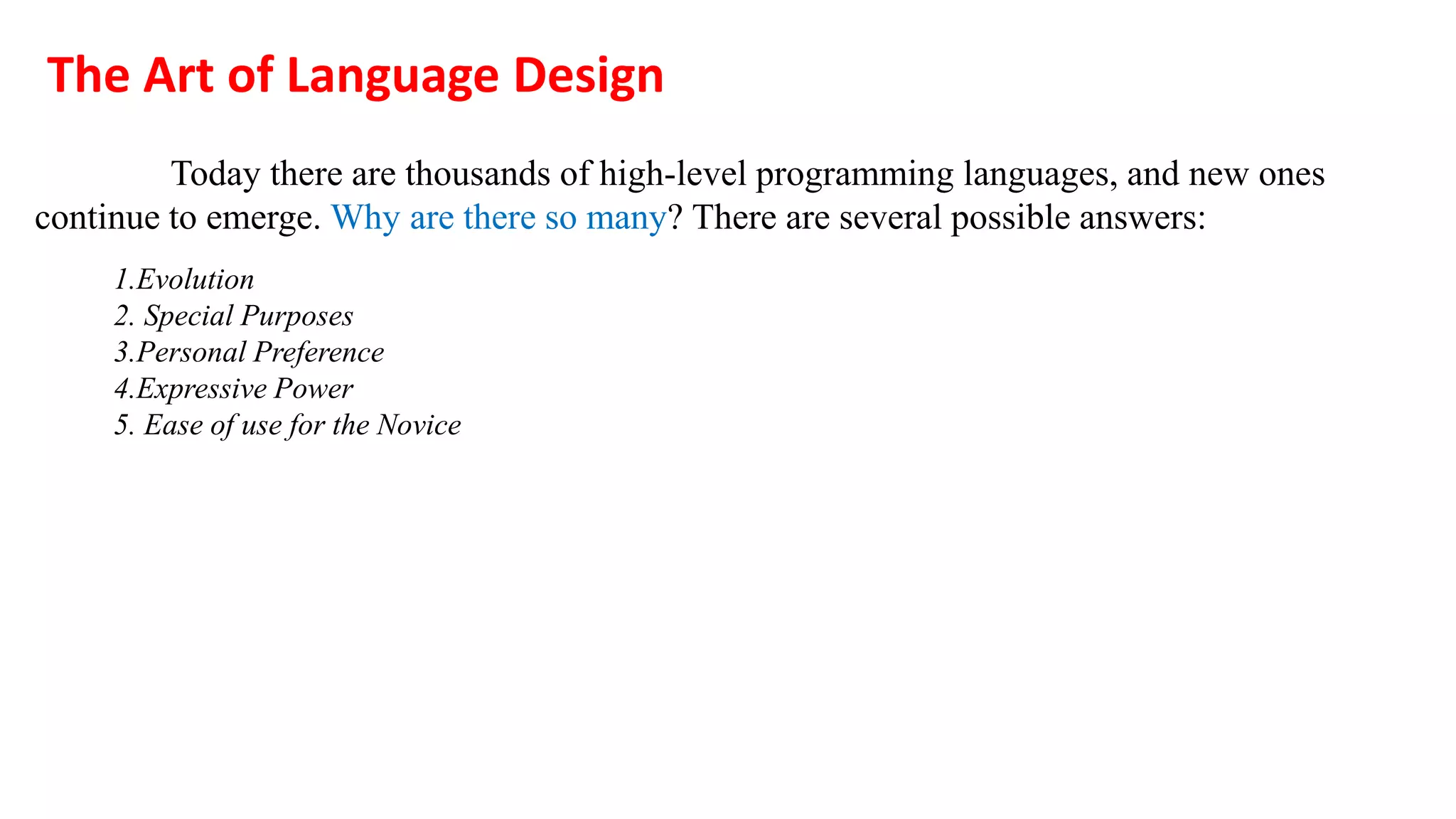 PRINCIPLES OF PROGRAMMING LANGUAGES _Chapter 1.ppt PRINCIPLES OF PROGRAMMING LANGUAGES _Chapter 1.ppt