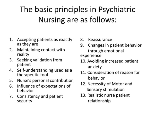 Principles of psychiatric nursing | PPTX | First Aid | Injuries