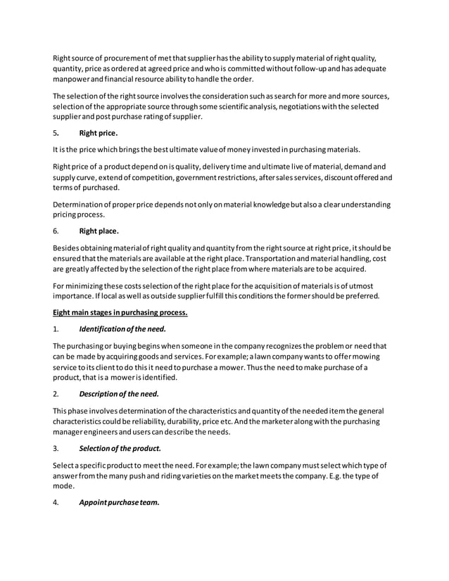 Principles of purchasing | DOCX | Logistics | Business