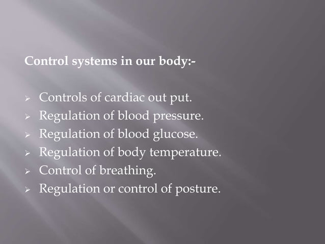 Principles of regulation: control system. | PPTX