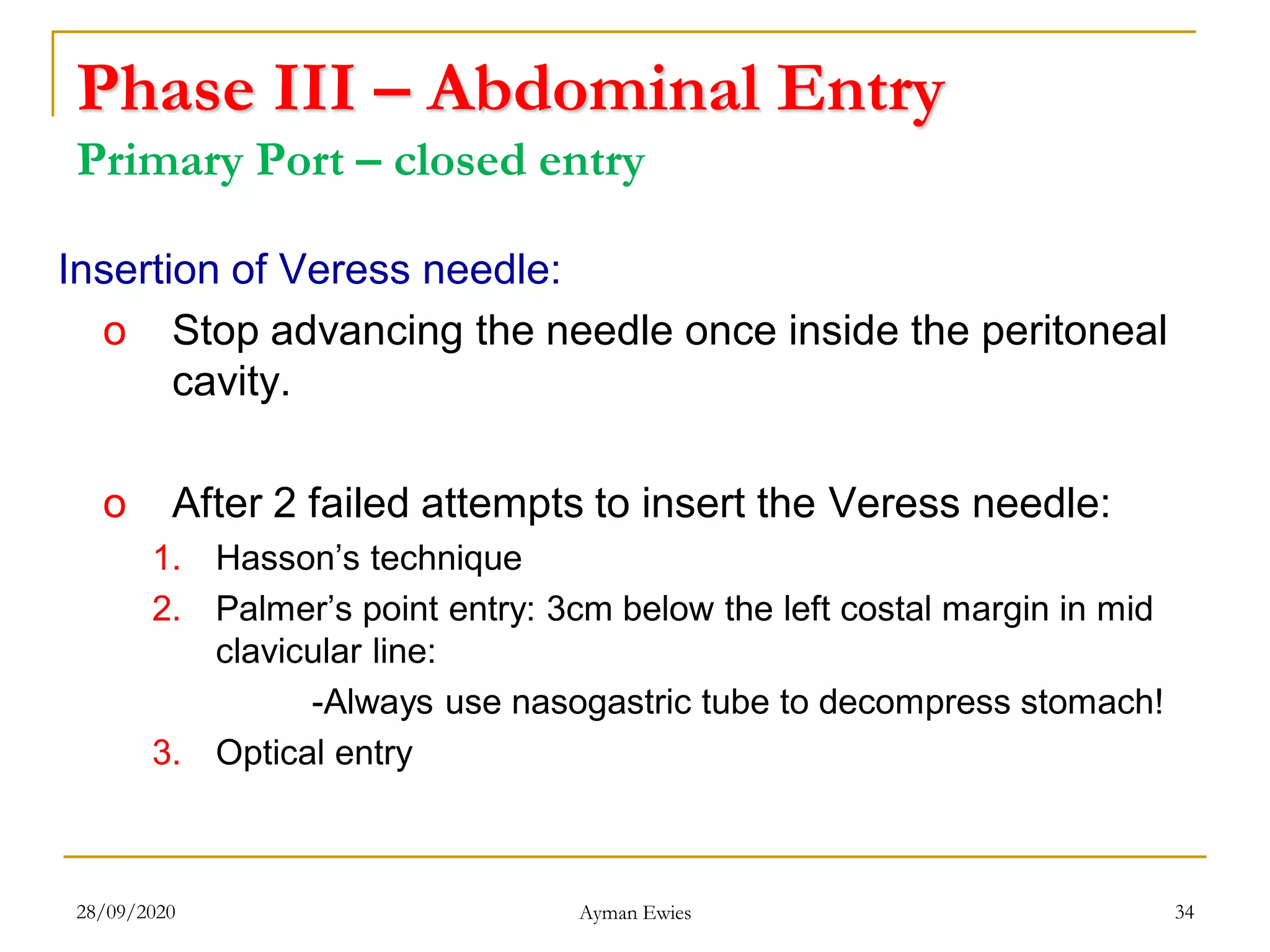 Dr Ayman Ewies - Principles of Safe Laparoscopic Entry | PDF