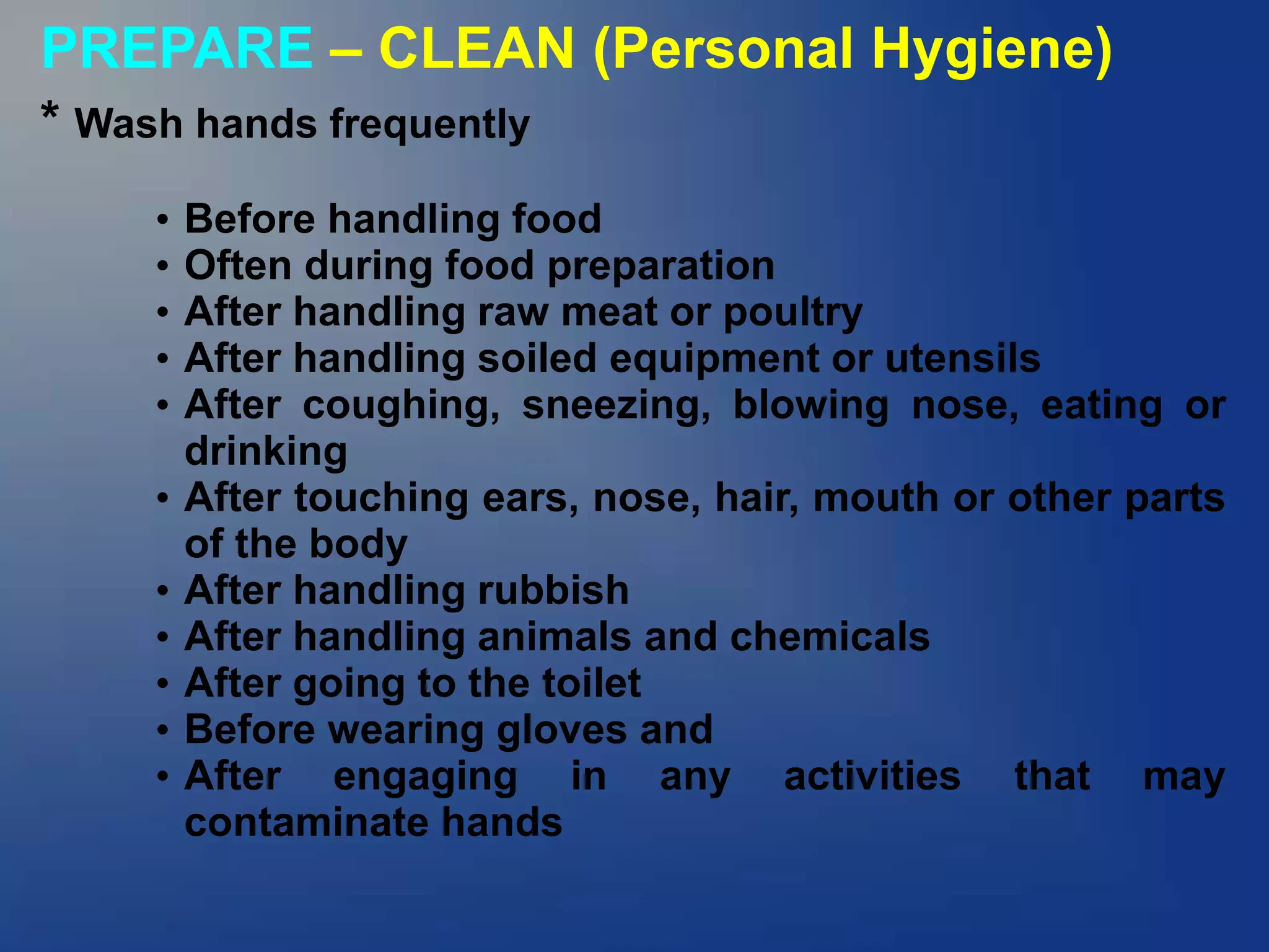Principles of safety, hygiene and satination powerpoint | PPT