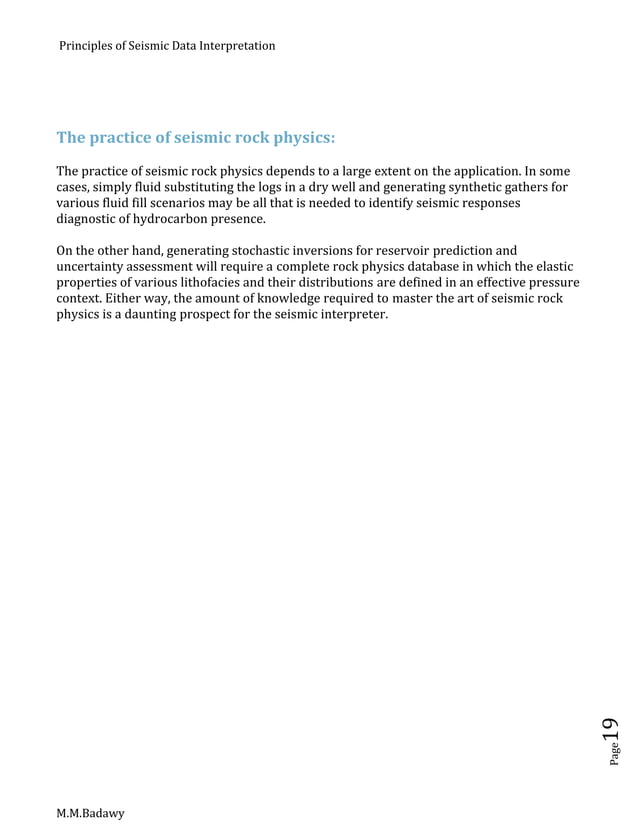 Principles of seismic data interpretation m.m.badawy | PDF