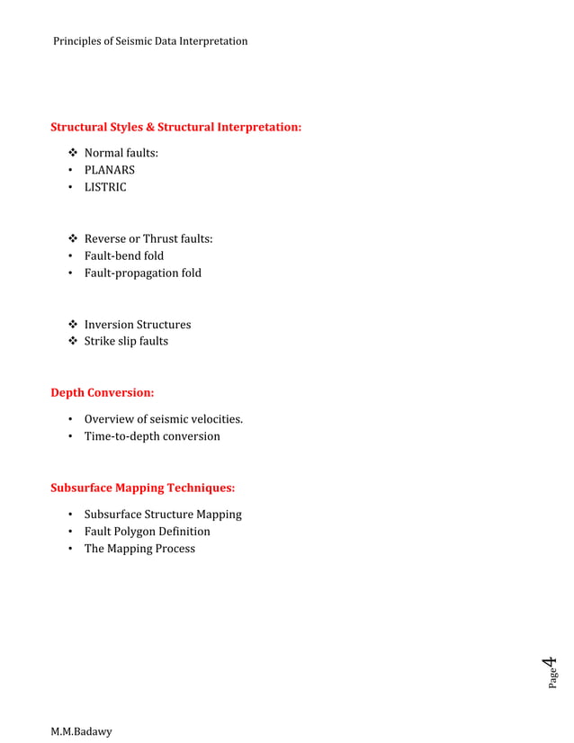 Principles of seismic data interpretation m.m.badawy | PDF