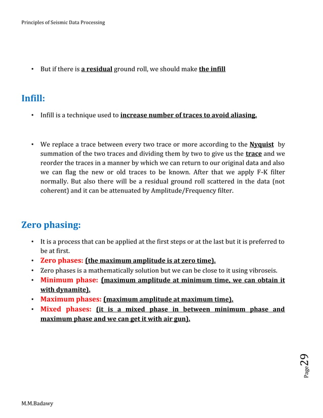 Principles of seismic data processing m.m.badawy | PDF