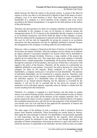 Principles of shari’ah governing islam investment funds | PDF