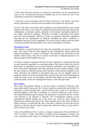Principles of shari’ah governing islam investment funds | PDF
