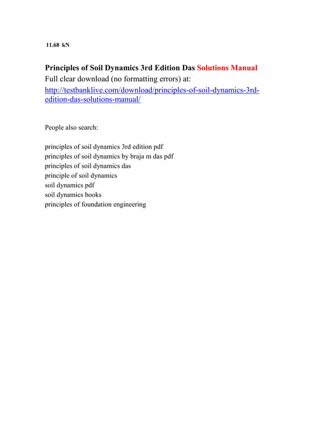 Principles of soil dynamics 3rd edition das solutions manual | PDF | Geology | Science