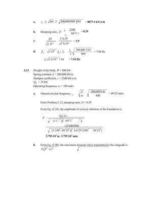 Principles of soil dynamics 3rd edition das solutions manual | PDF