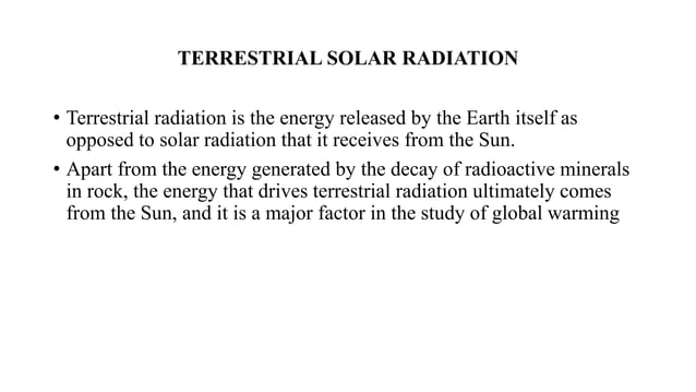 Principles of solar radiation | PPTX | Physics | Science