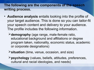 Principles of Speech Writing in Oral Communication in Context | PPTX