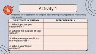 Oral Communication Principles of Speech Writing | PPTX