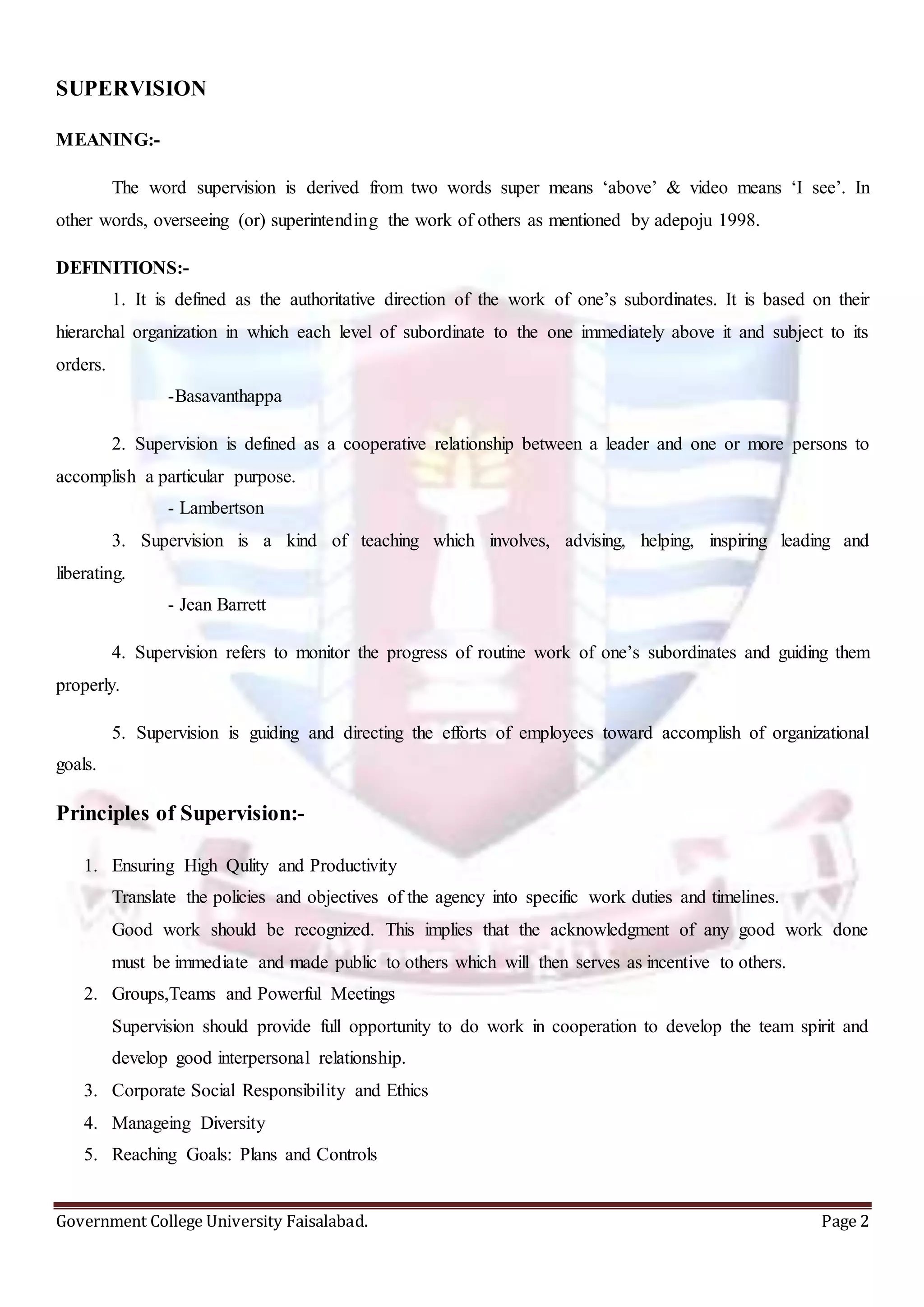 Principles of supervision | DOCX