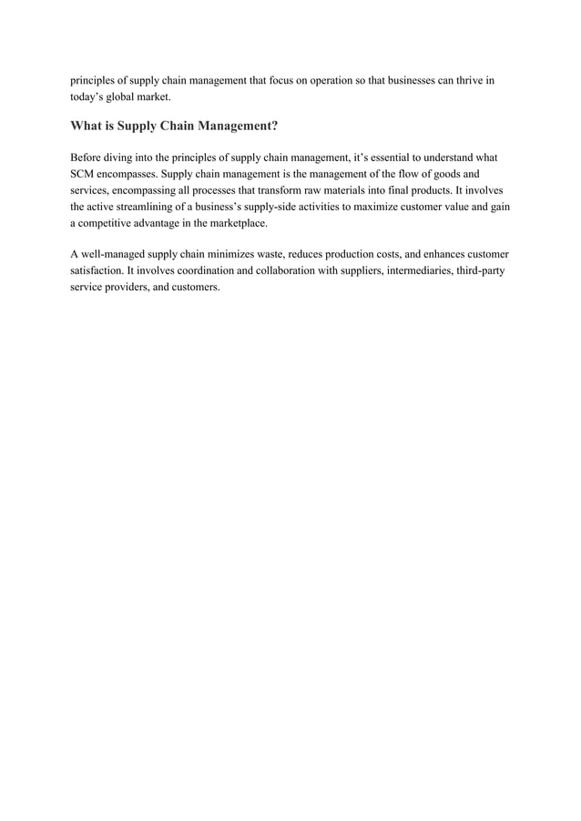 6 Key Principles of Supply Chain Management | Mr. Business Magazine | PDF