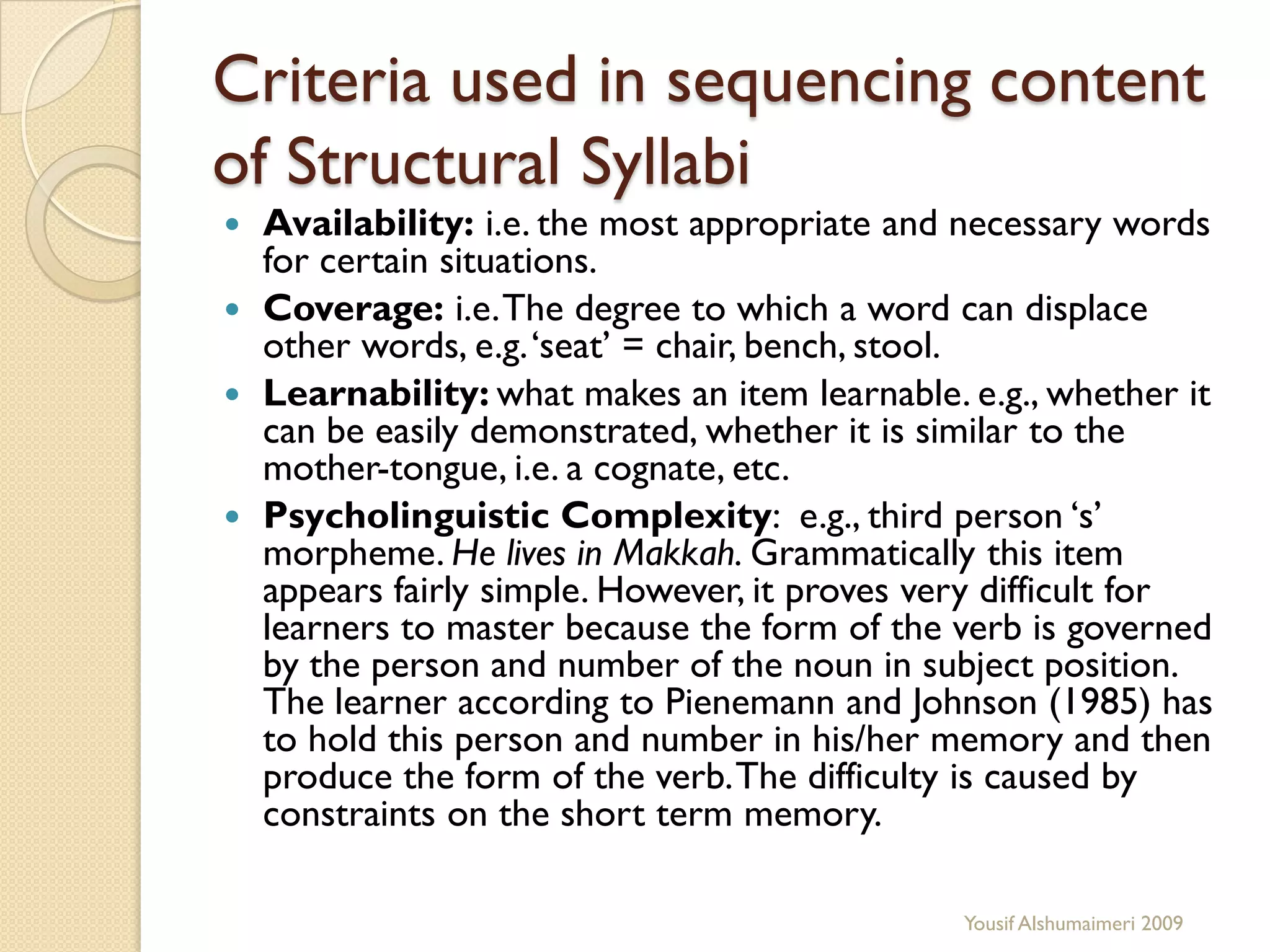 Principles of syllabus organization 1 | PDF