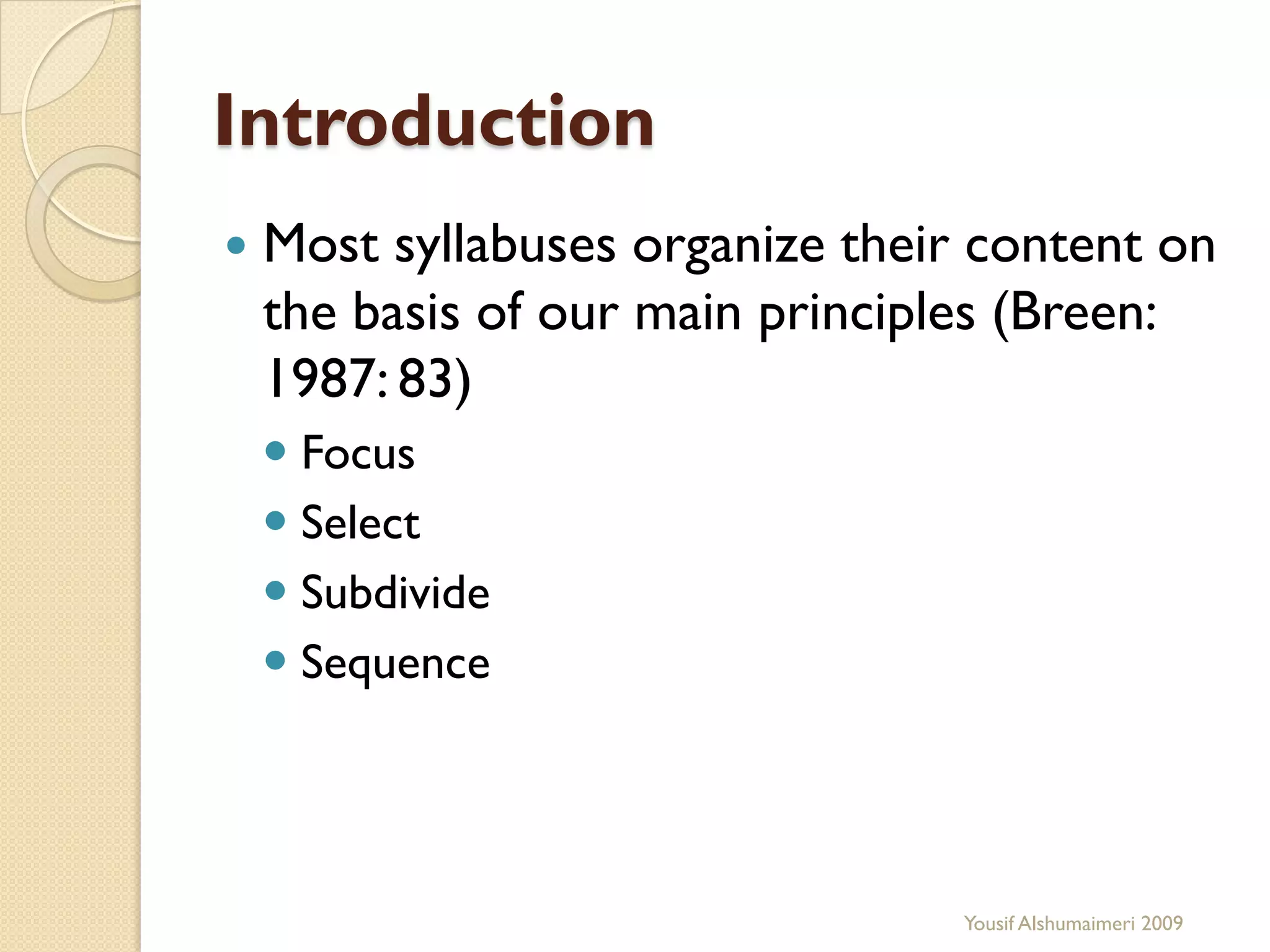 Principles of syllabus organization 1 | PDF