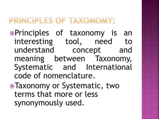 Principles of taxonomy | PPTX | Biological Sciences | Science