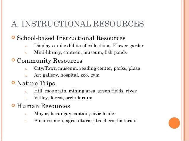 Instructional Resources and Materials for Science Teaching