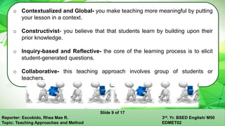 Teaching Approaches and Methods | PPTX | Education