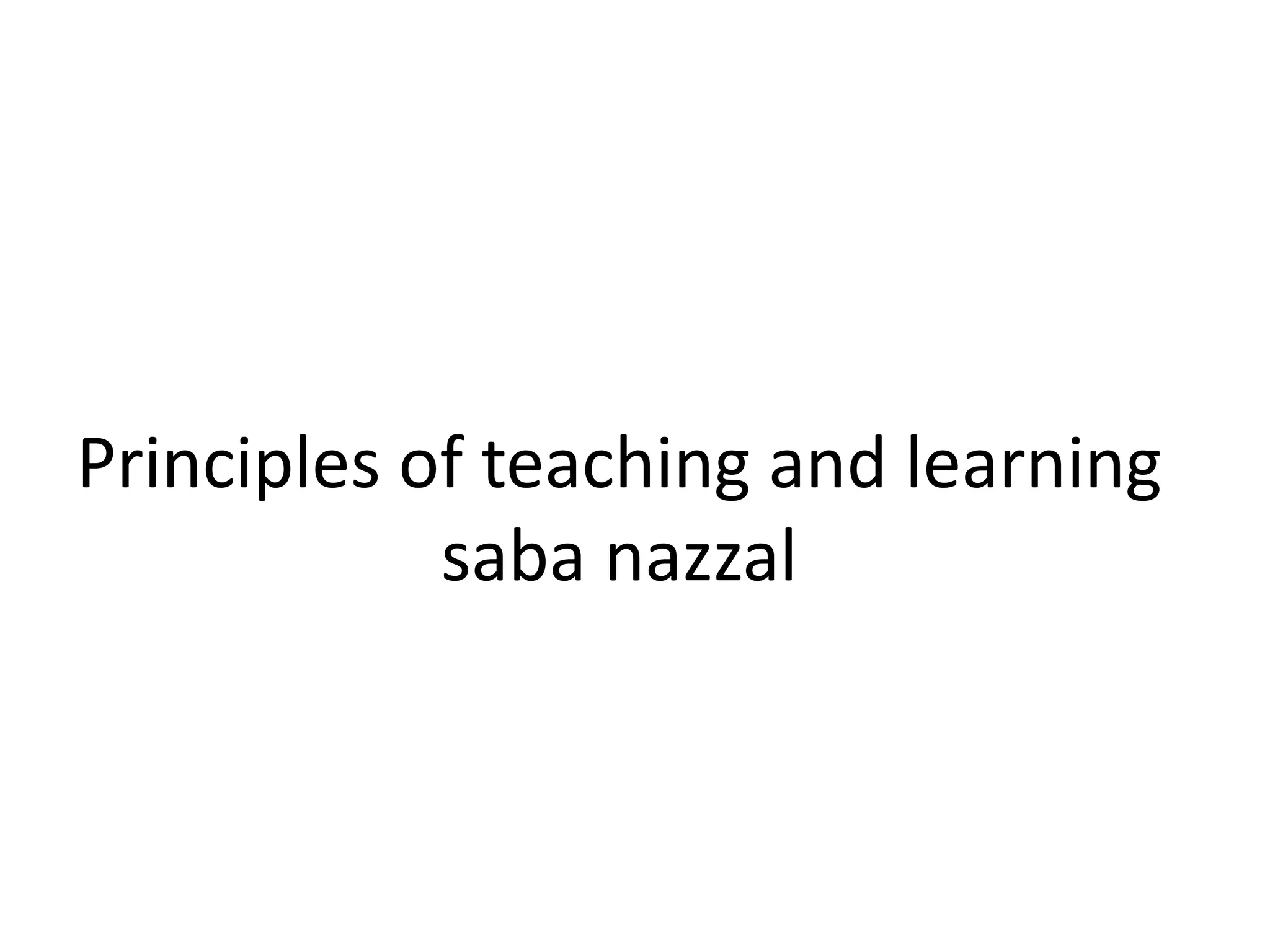 Principles of teaching and learning | PPT