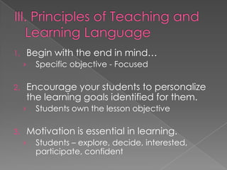 Principles of teaching and learning language | PPTX