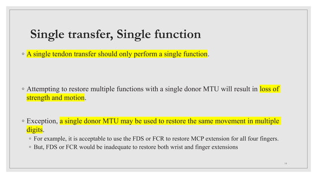 Principles of tendon transfer surgeries in rehabilitation | PPTX | Death, Injury, or Military ...