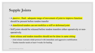 Principles of tendon transfer surgeries in rehabilitation | PPTX