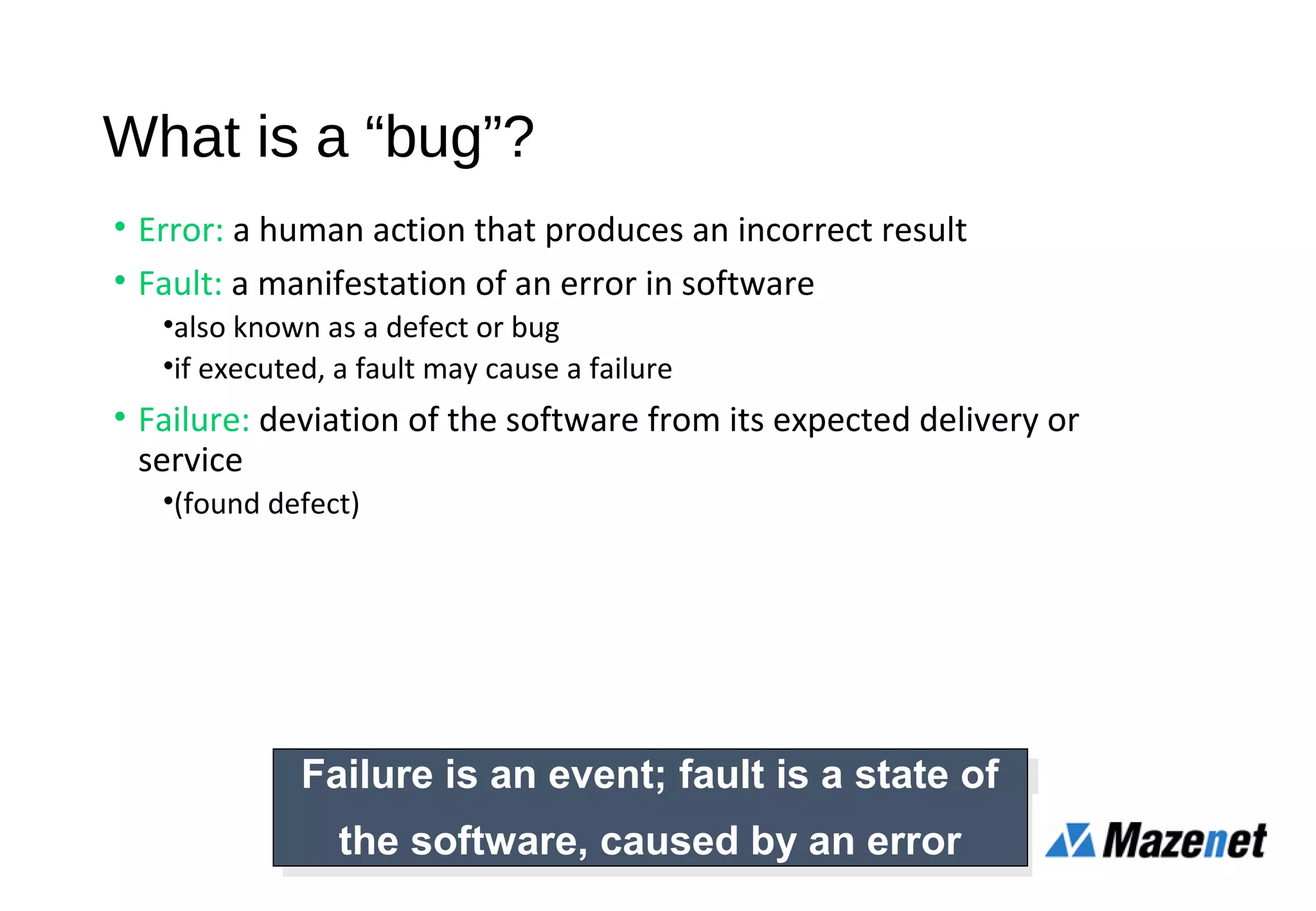 Software Testing Principles Of Testing Mazenet Solution Ppt