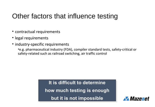 Software Testing Principles Of Testing Mazenet Solution Ppt